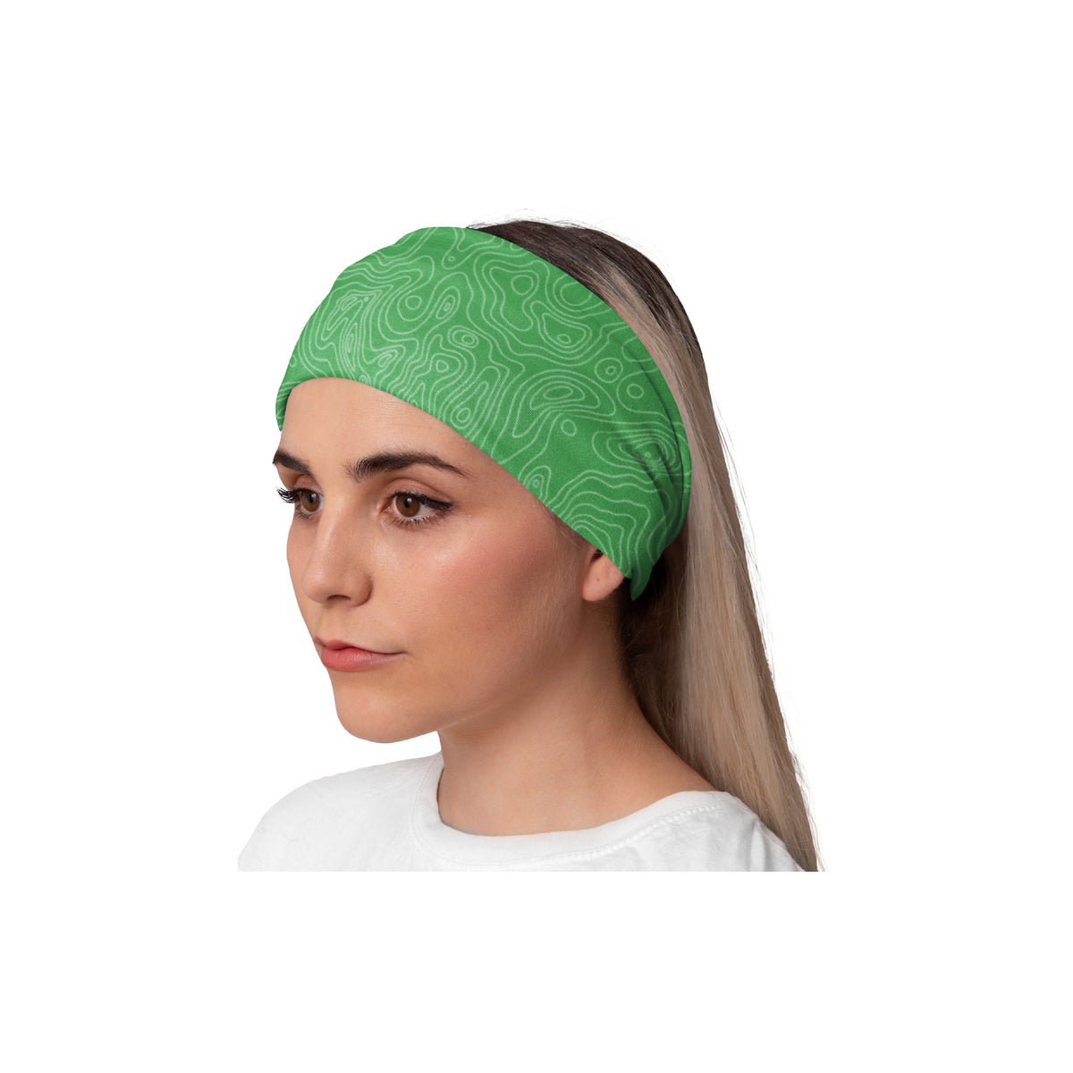 Lunabands Blue Map Contour Multi use Fitness Running Bandana Headband